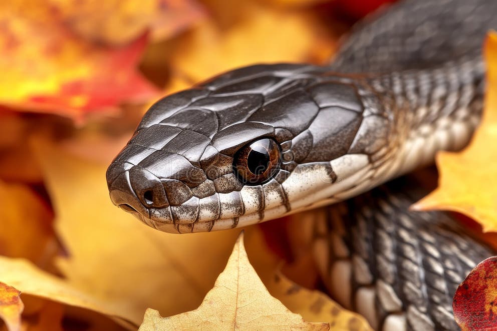 A Hog-nosed Snake Moving among the Fallen Leaves of Fall & X28;image ...