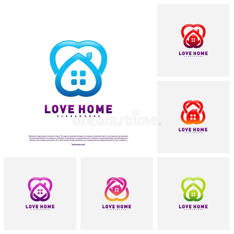 Hogar Logo Design Concept Del Amor Casa Logo Vector Template Del Amor ...