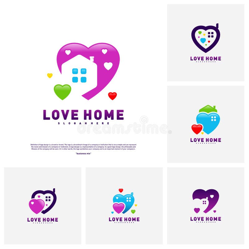Hogar Logo Design Concept Del Amor Casa Logo Vector Template Del Amor ...