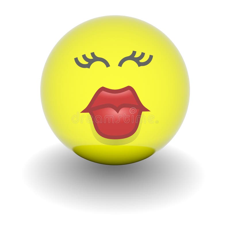 Kussend Smileypictogram, Beeldverhaalstijl Vector Illustratie ...