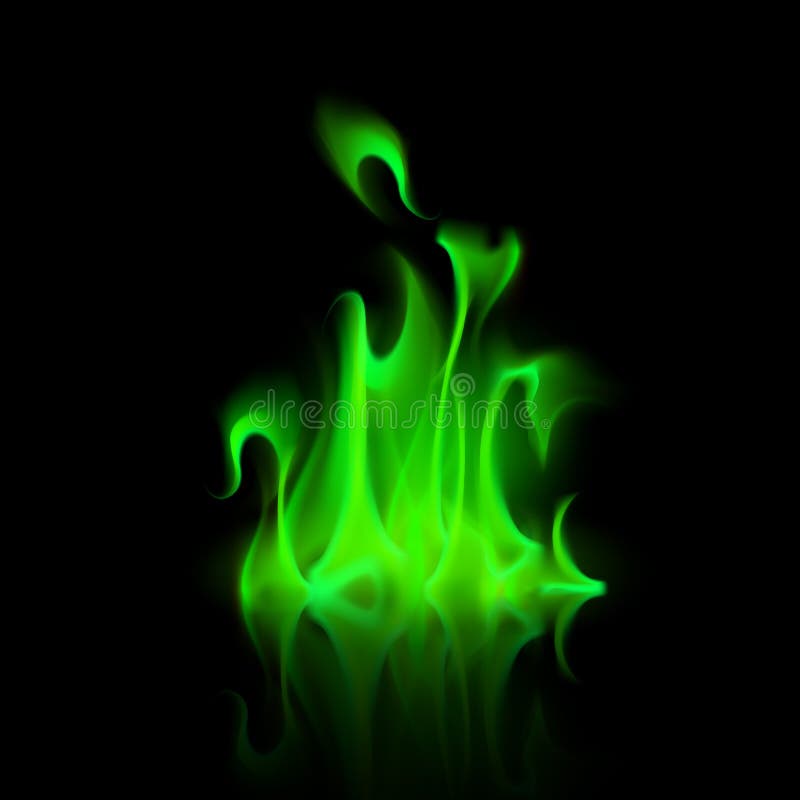 Sistema De La Llama Verde Mágica Del Fuego En Fondo Ilustración Del