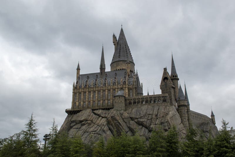 Hogwarts Building in a Theme Park Stock Photo - Image of experienced ...