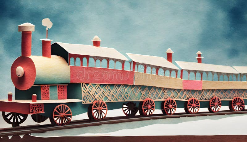 A Train Mad from Hanji Paper. Stock Illustration - Illustration of ...