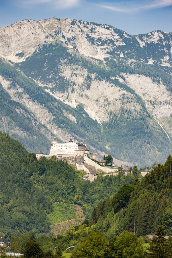 Castle in Alps Mountains in Austria in Winter Stock Image - Image of ...