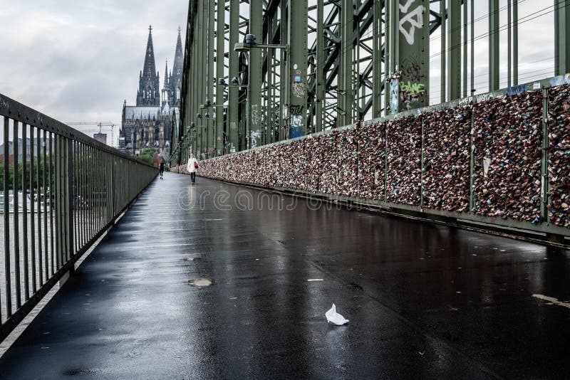 The Hohenzollern Bridge with Love Locks in Cologne, Germany. Editorial ...