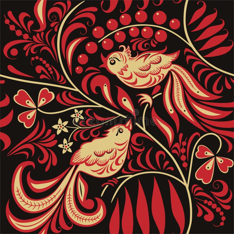 Hohloma stock vector. Illustration of khokhloma, cutting - 4447128