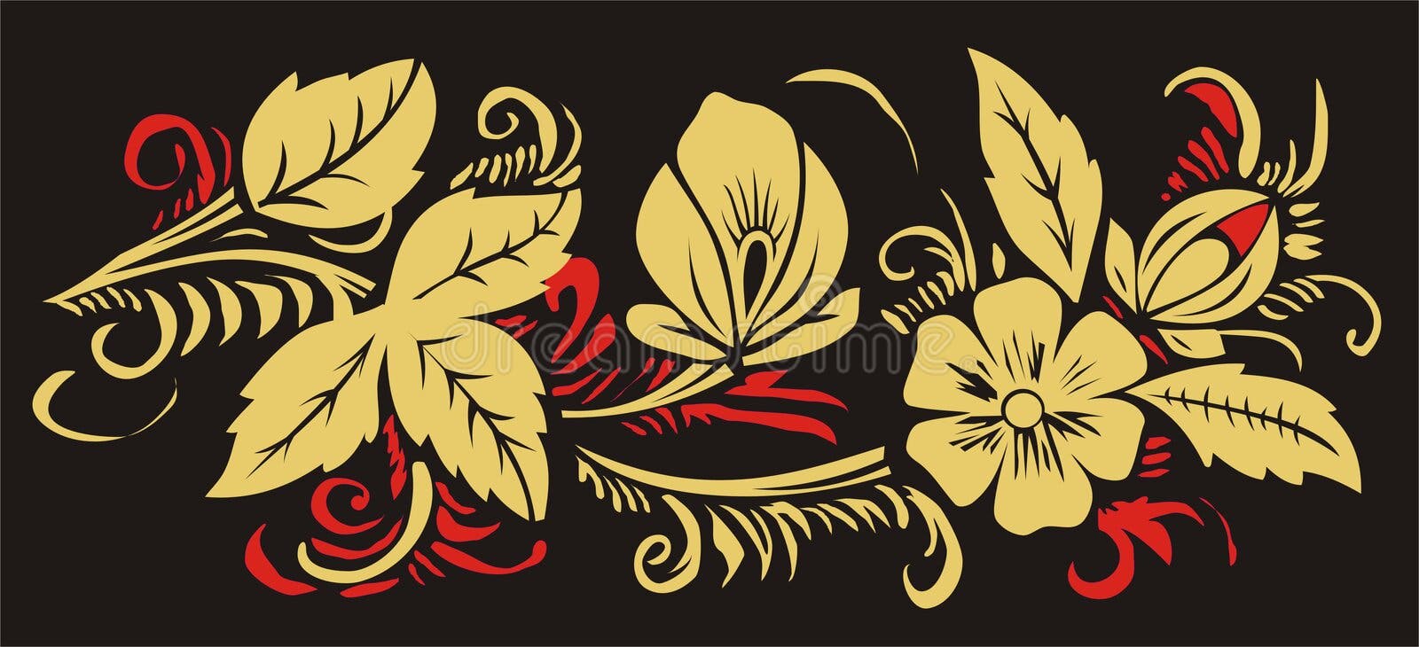 Hohloma stock vector. Illustration of flower, black, style - 6232968