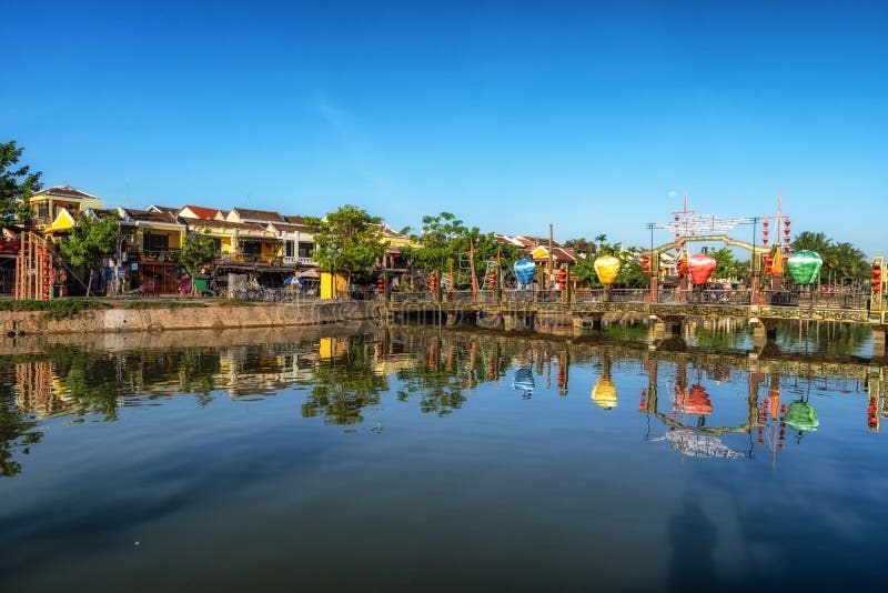 An Hoi Bridge and Thu Bon River Stock Photo - Image of bank, asian ...