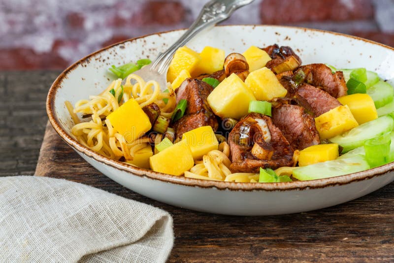 Hoisin duck with mango stock image. Image of gourmet - 287684627