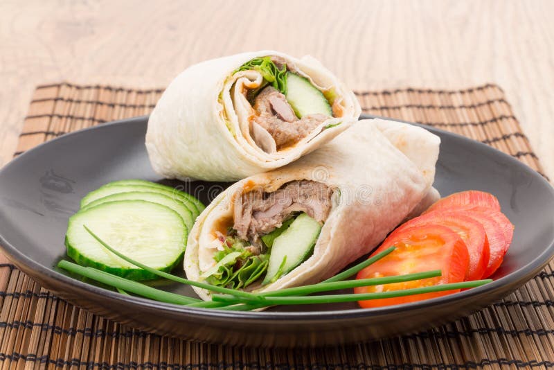 Hoisin duck wrap sandwich stock image. Image of wrap - 26683035