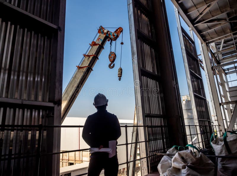 Hoist of Crane at the Window of Industrial Plant Stock Image - Image of ...