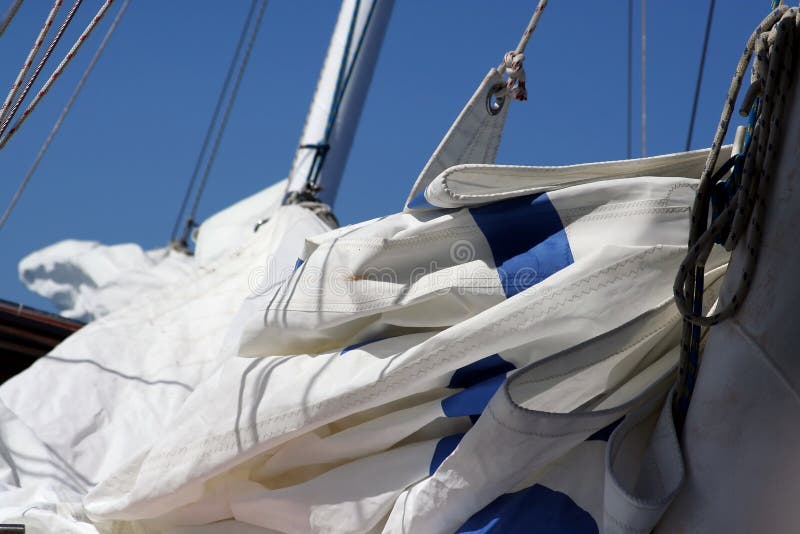 Hoisting the main sail stock photo. Image of mast, ocean - 791194