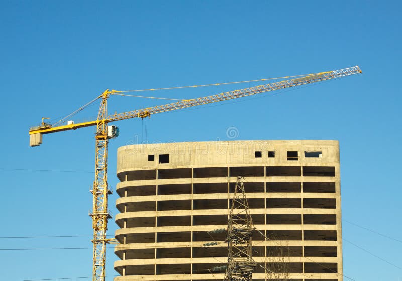 Hoisting Tower Crane and Construction Building Stock Photo - Image of ...