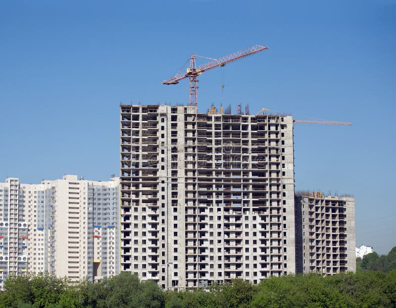 Hoisting Tower Crane in Construction Building Process Stock Photo ...
