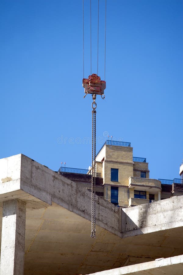 Hoisting Tower Crane and Top of Construction Stock Photo - Image of ...