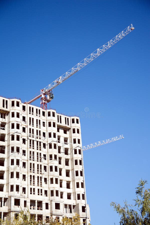 Hoisting Tower Crane and Top of Construction Building Stock Photo ...