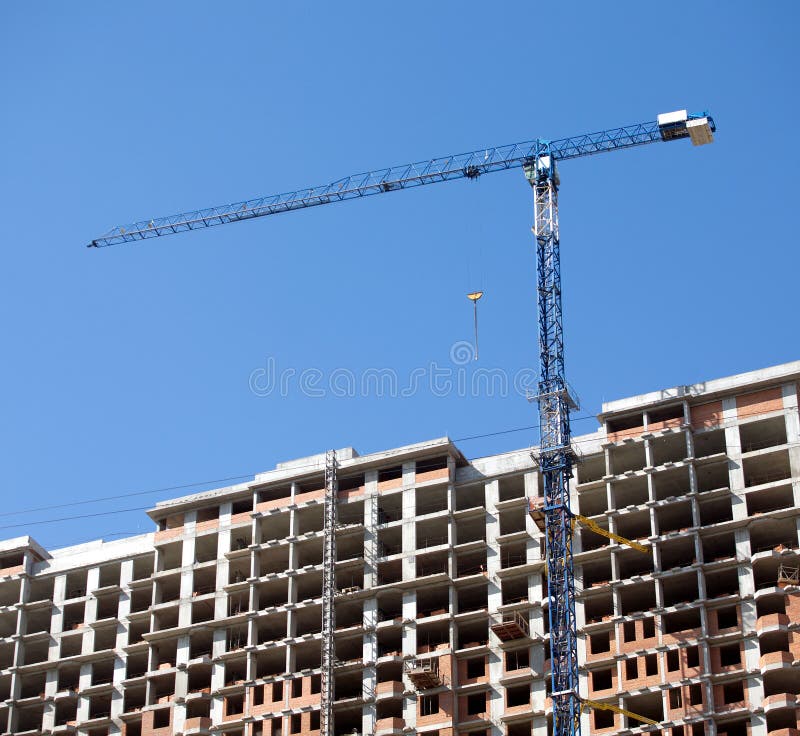 Hoisting Tower Crane and Top of Construction Building Stock Photo ...