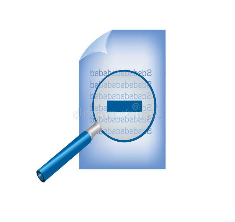 Hoja de papel con la lupa stock de ilustración. Ilustración de nuevo ...