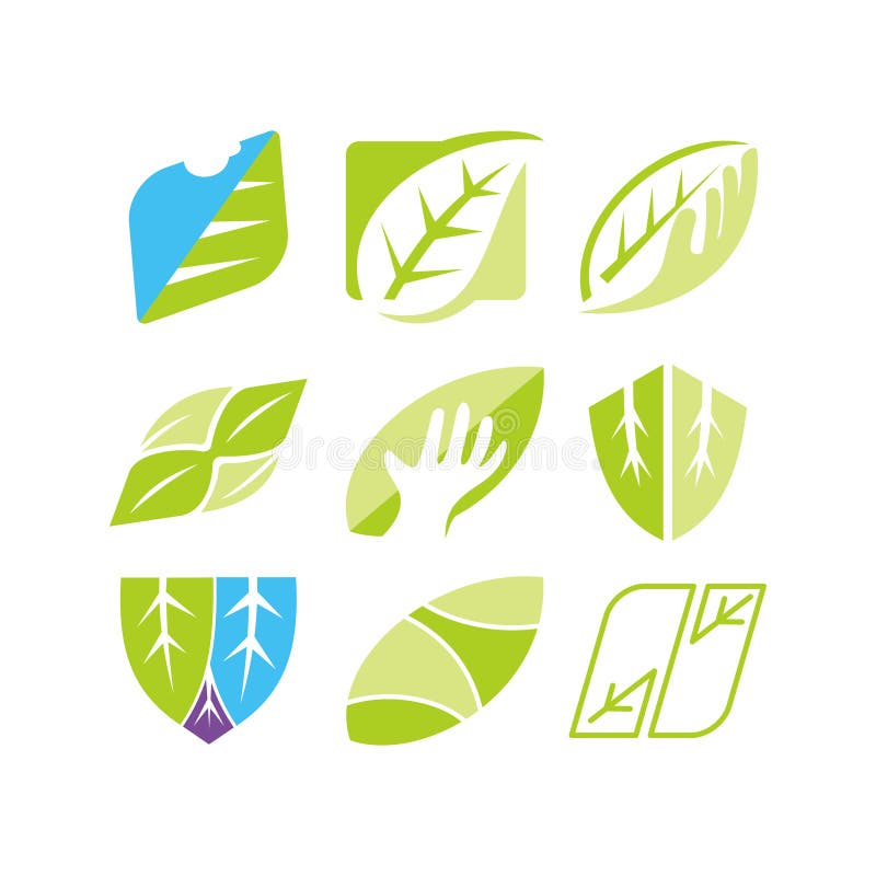 Hoja Logo Design Vector Template Set Ilustración del Vector ...