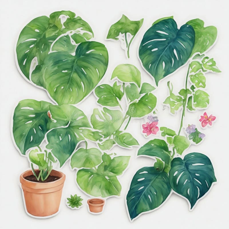 Hojas verdes monstella stock de ilustración. Ilustración de pétalo ...