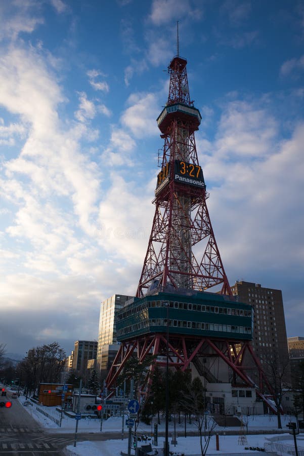 Sapporo TV Tower that View from Below in Hokkaido, Japan Stock Photo ...