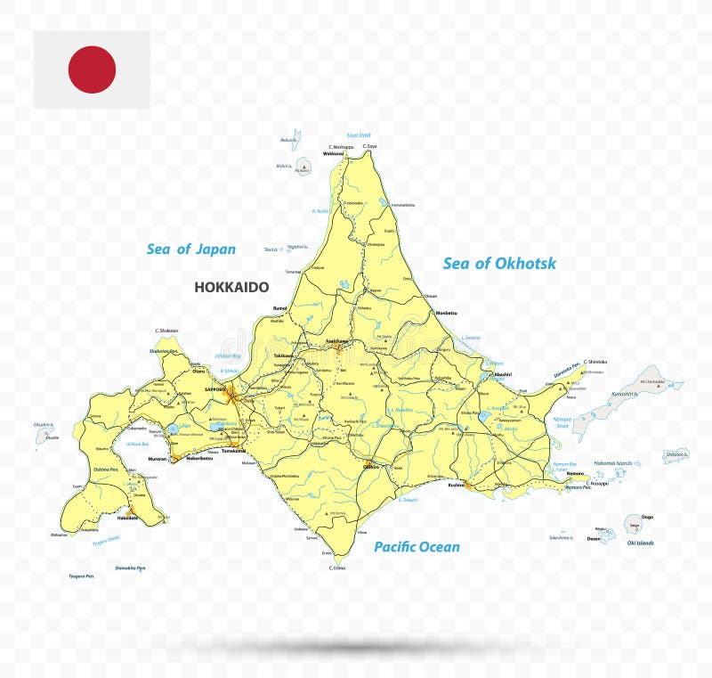 Hokkaido Map. Map of Japan Prefecture Stock Vector - Illustration of ...