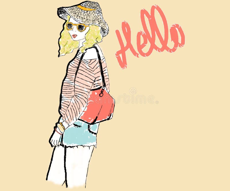 Hola de una muchacha rubia stock de ilustración. Ilustración de ...