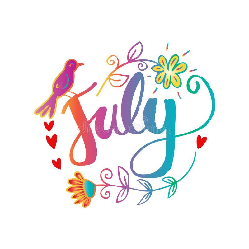 Hola Frase De Las Letras De La Mano De Julio Stock de ilustración ...