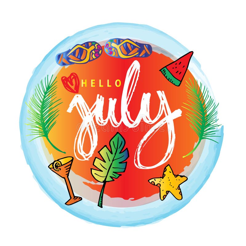 Hola Frase De Las Letras De La Mano De Julio Ilustración del Vector ...