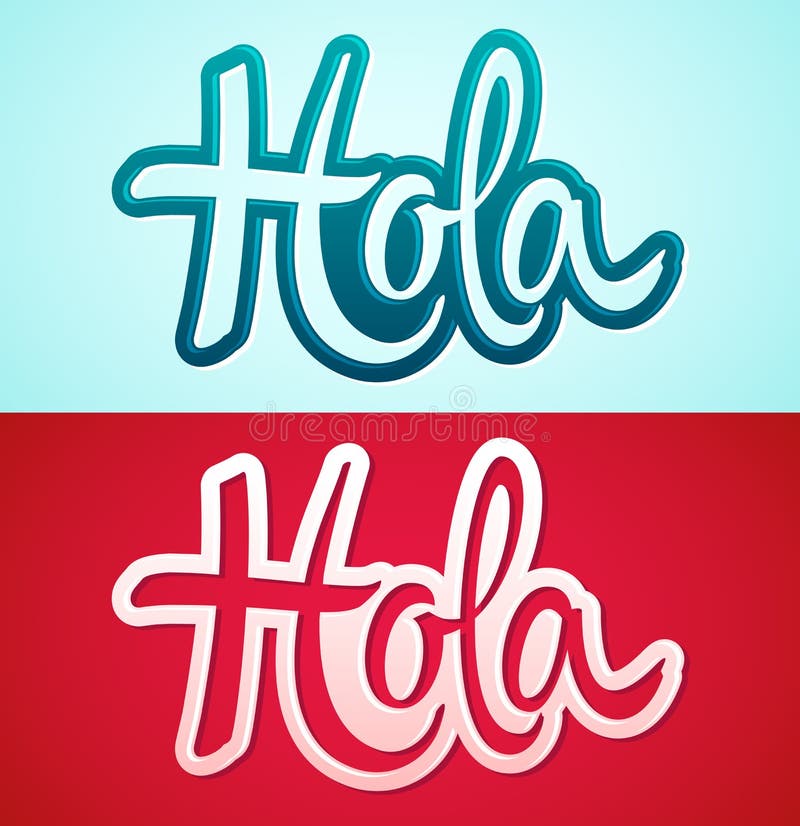 Hola. Hallo Auf Spanisch. Vektorillustration Isoliert Auf Einem Weißen ...