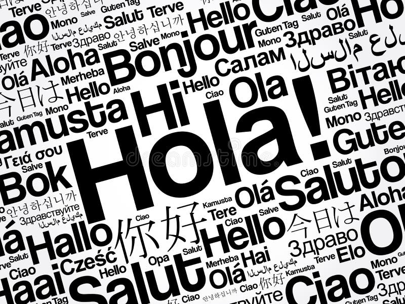 Hola (Hello Greeting in Spanish) Word Cloud in Different Languages ...