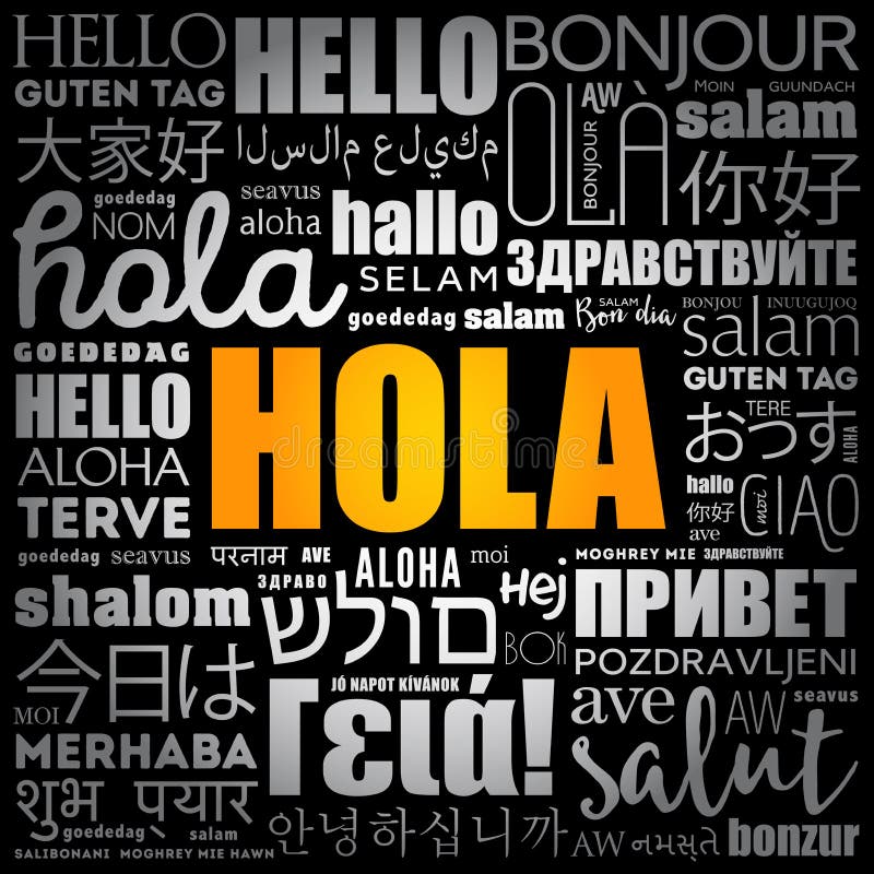 Hola (Hello Greeting in Spanish) Word Cloud in Different Languages ...