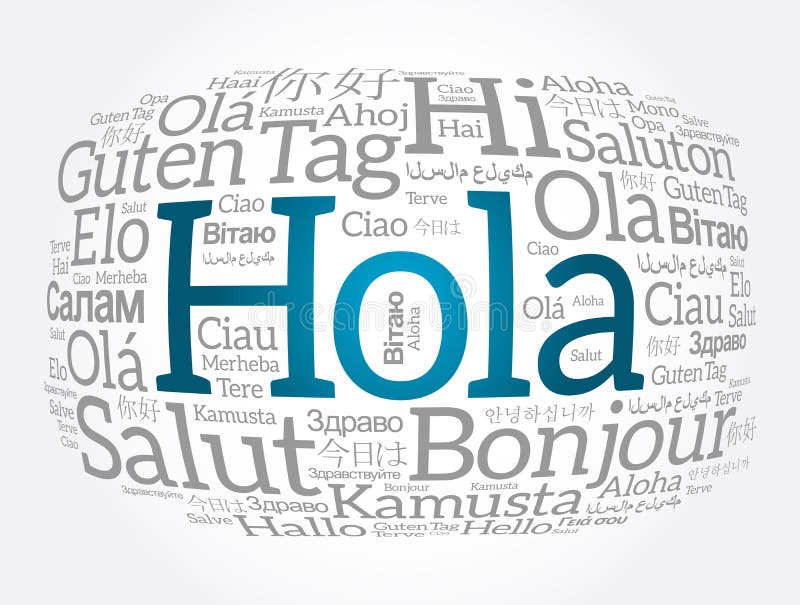 Hola (Hello Greeting in Spanish) Word Cloud in Different Languages of ...