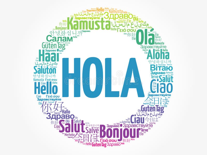 Hola (Hello Greeting in Spanish) Word Cloud Stock Illustration ...