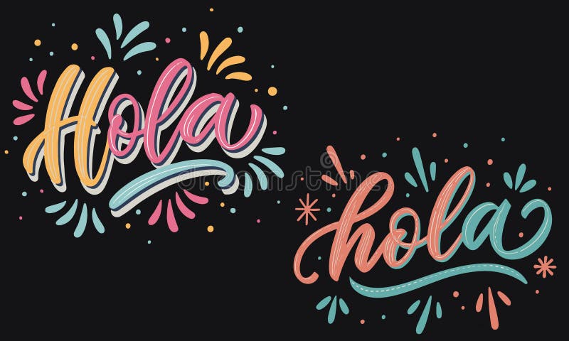 Hola Hello in Spanish Bundle Collections Set or Group Hand Drawn ...