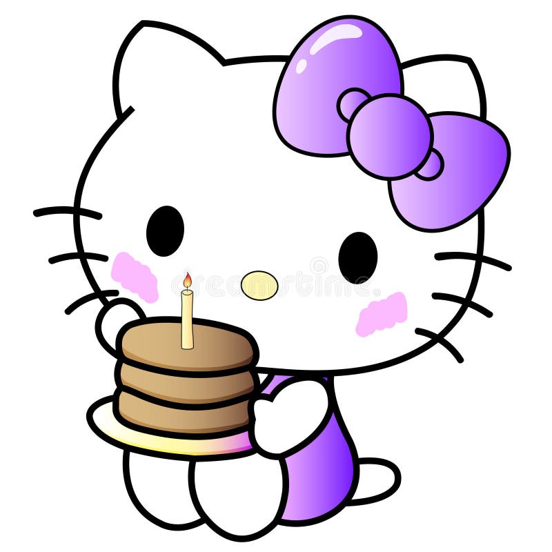 Hola Kitty Ilustración Con Pastel Ilustración del Vector - Ilustración de hola, sabroso: 323869801