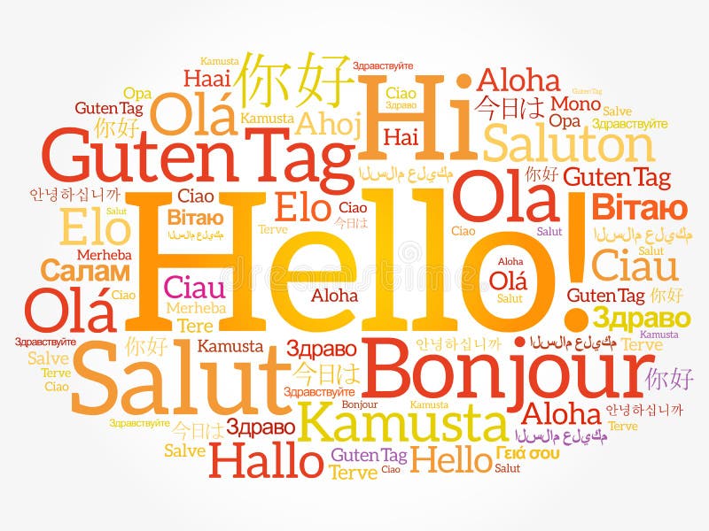 Hola Nube De La Palabra En Otros Idiomas Stock de ilustración ...