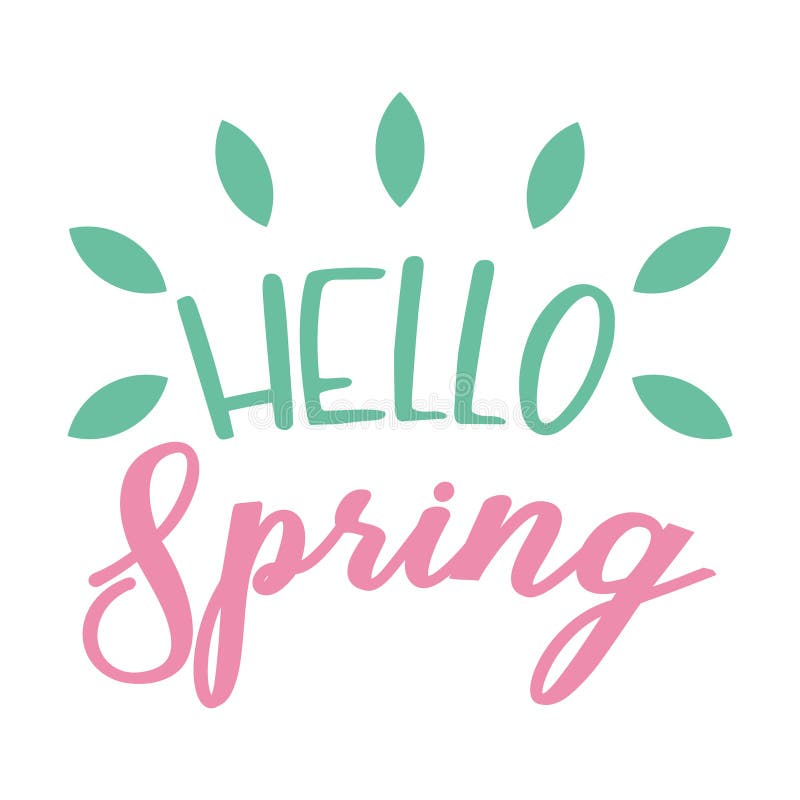 Hola Primavera Titulo Con Hojas Ilustración del Vector - Ilustración de ...