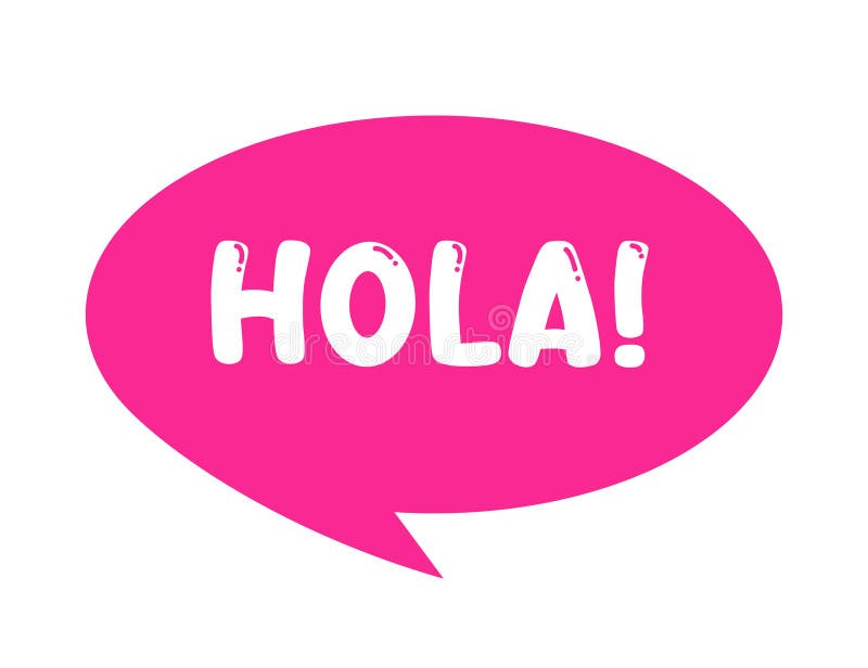 Hola Speech Bubble Icon in Bright Pink Spanish Greeting Concept Vector ...