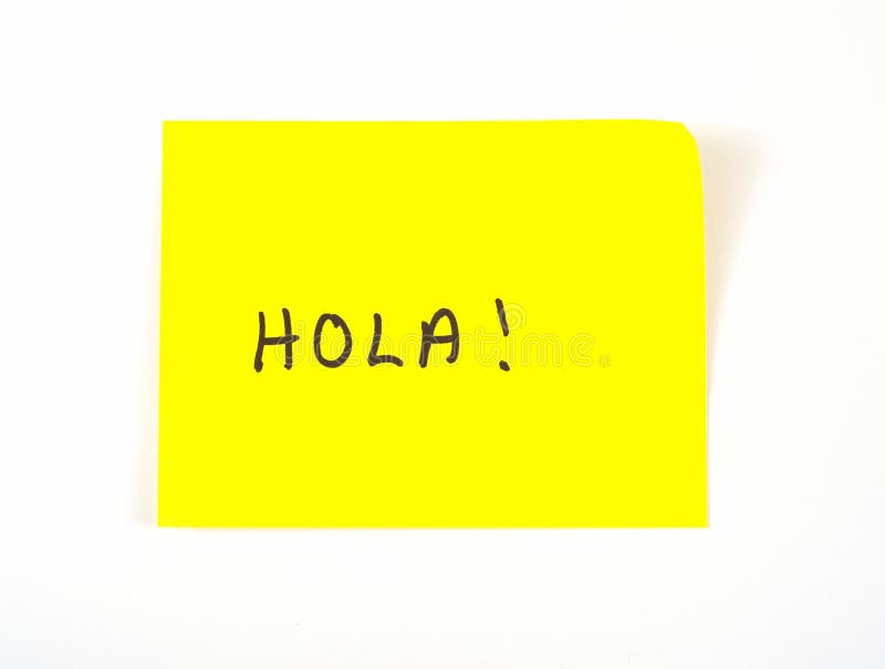 Hola! Written on a Sticky Note Stock Photo - Image of greeting ...