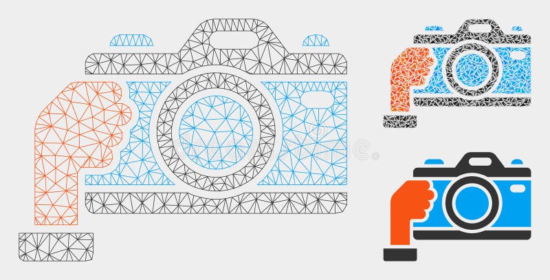 Hold Camera Vector Mesh Network Model and Triangle Mosaic Icon Stock ...
