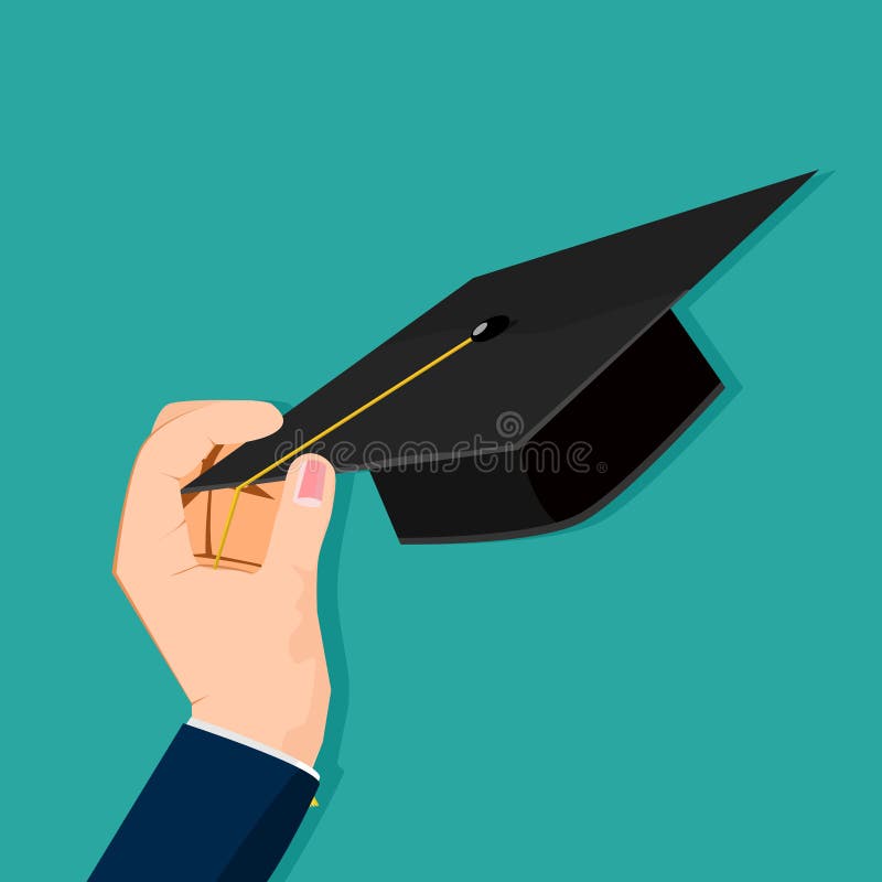 Hold a Graduation Cap in Hand. Learning Success Stock Vector ...