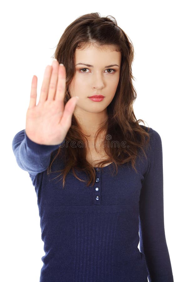 Women with hand up STOP stock photo. Image of finger, abuse - 3431418