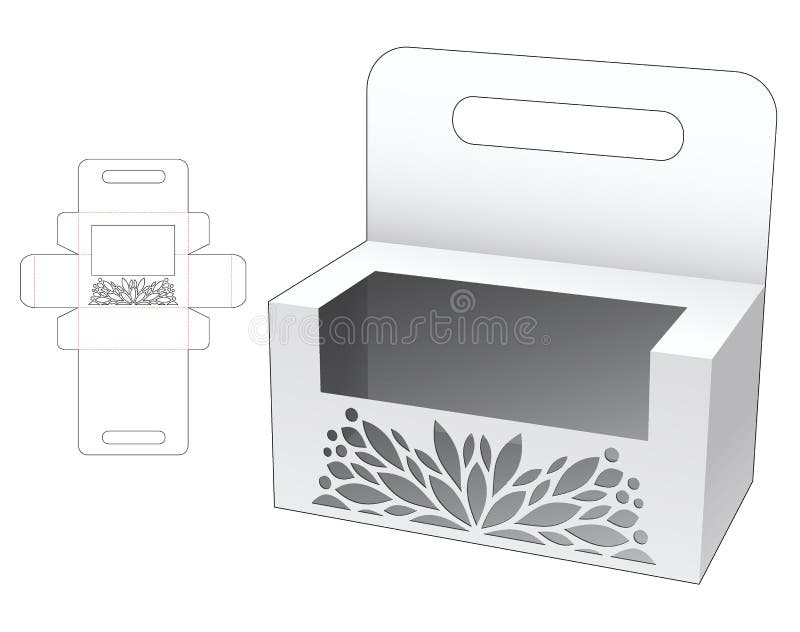 Holder Container Box with Stenciled Pattern Die Cut Template and 3D ...
