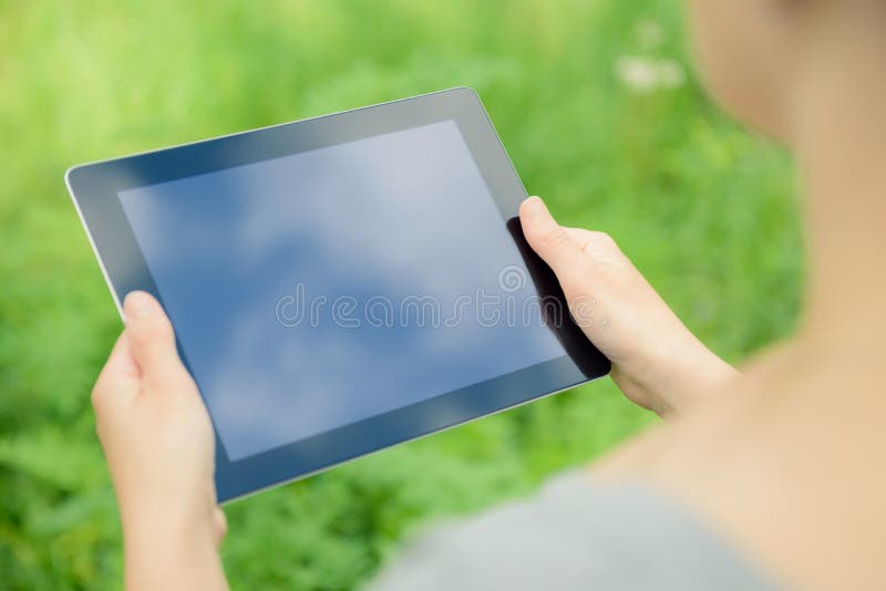 Holding Apple Ipad In Hands Stock Photo - Image of green, girl: 25038052