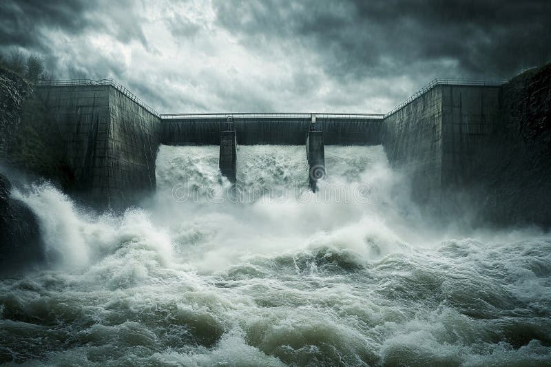 Holding Back the Surging Floodwaters, the Ancient Dam Represents the ...