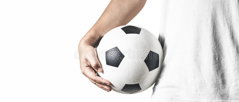 Holding a Ball Isolated on White Stock Image - Image of healthy, sport ...