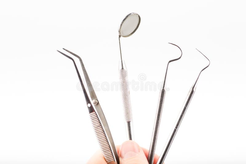 Holding Basic Dental Examination Set Stock Image - Image of hygiene ...