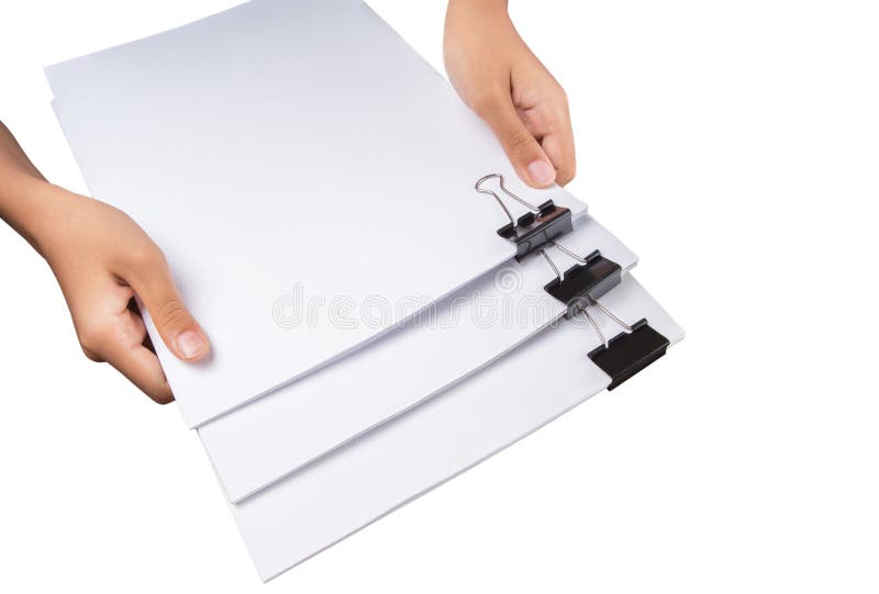 Hand Holding Binder Clip White Paper Iii Stock Photos - Free & Royalty ...