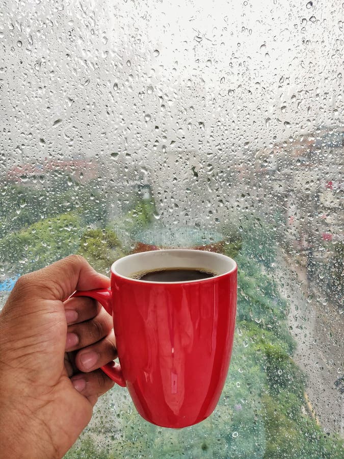 Rain Drops and Black Coffee Stock Image - Image of glass, drop: 126651649